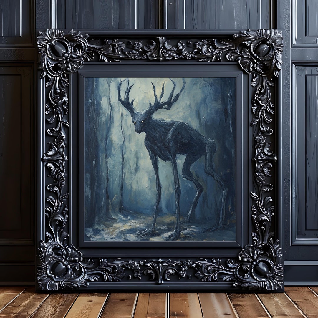 Wendigo Printed Poster, Dark Creepy Forest Cryptid Art, Halloween Home ...