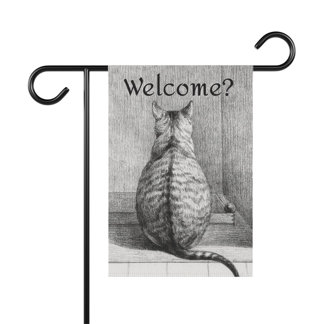 Back of Cat Welcome Garden & House Banner - Etsy