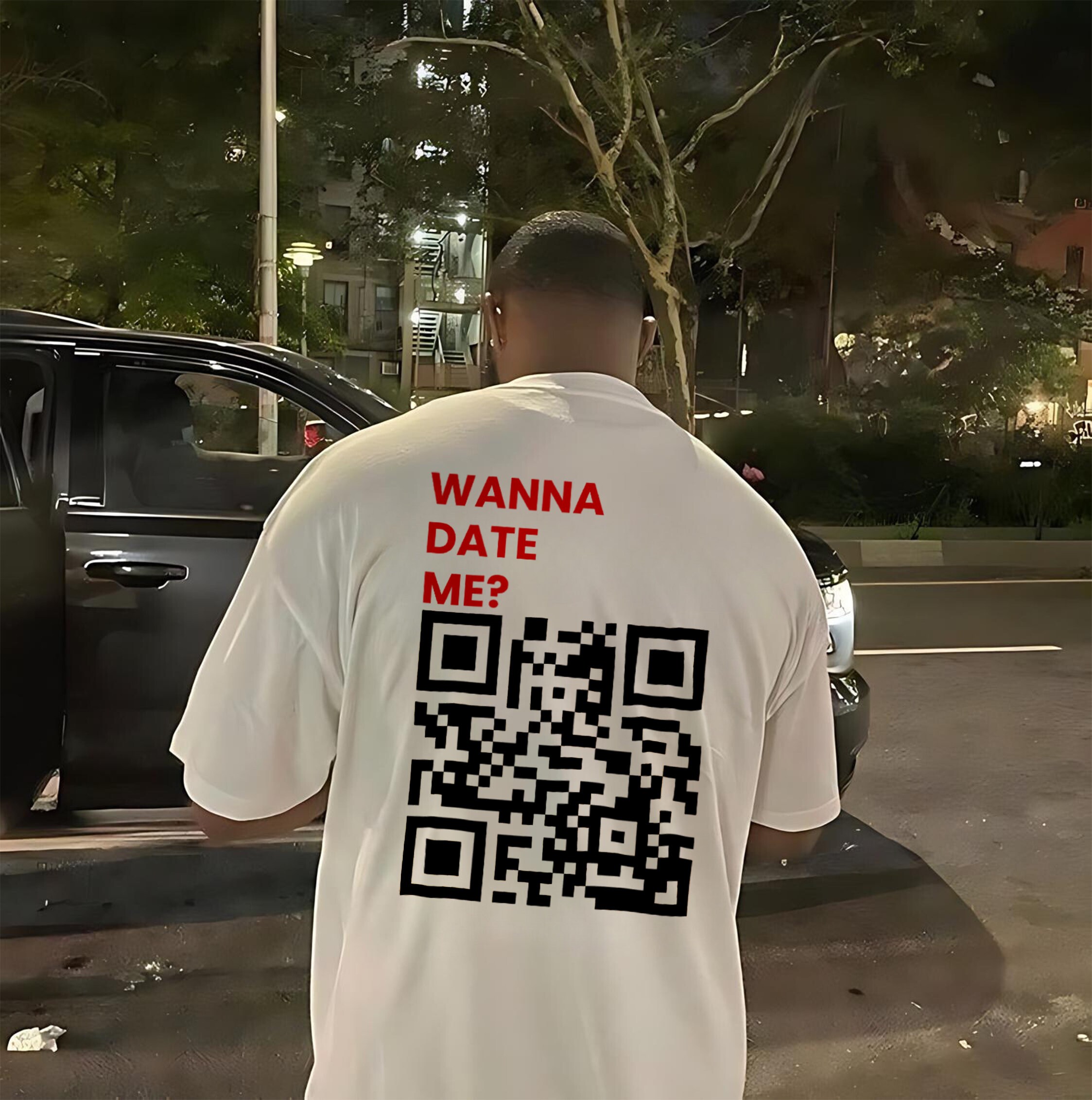 Custom wanna Date Me QR Code T-shirt Personalized Dating Tee for ...