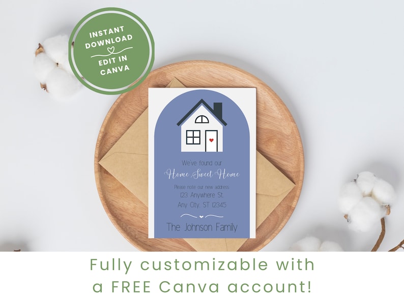 New Home Address Announcement, Blue Home Sweet Home Change of Address ...