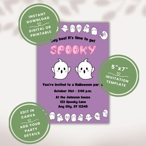 Hey Boo Time to Get Spooky Halloween Party Invitation, Purple and Pink ...
