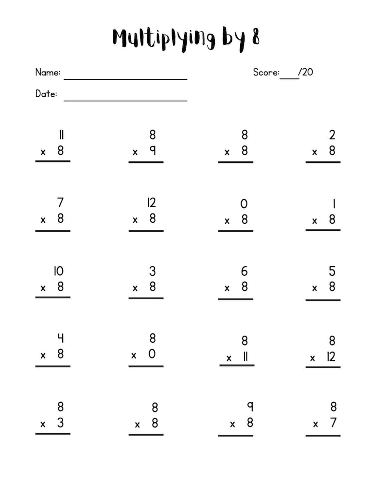 Printable 1-12 Multiplication Table, Multiplication Chart, and 1-12 ...