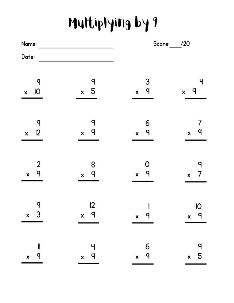 Printable 1-12 Multiplication Table, Multiplication Chart, and 1-12 ...