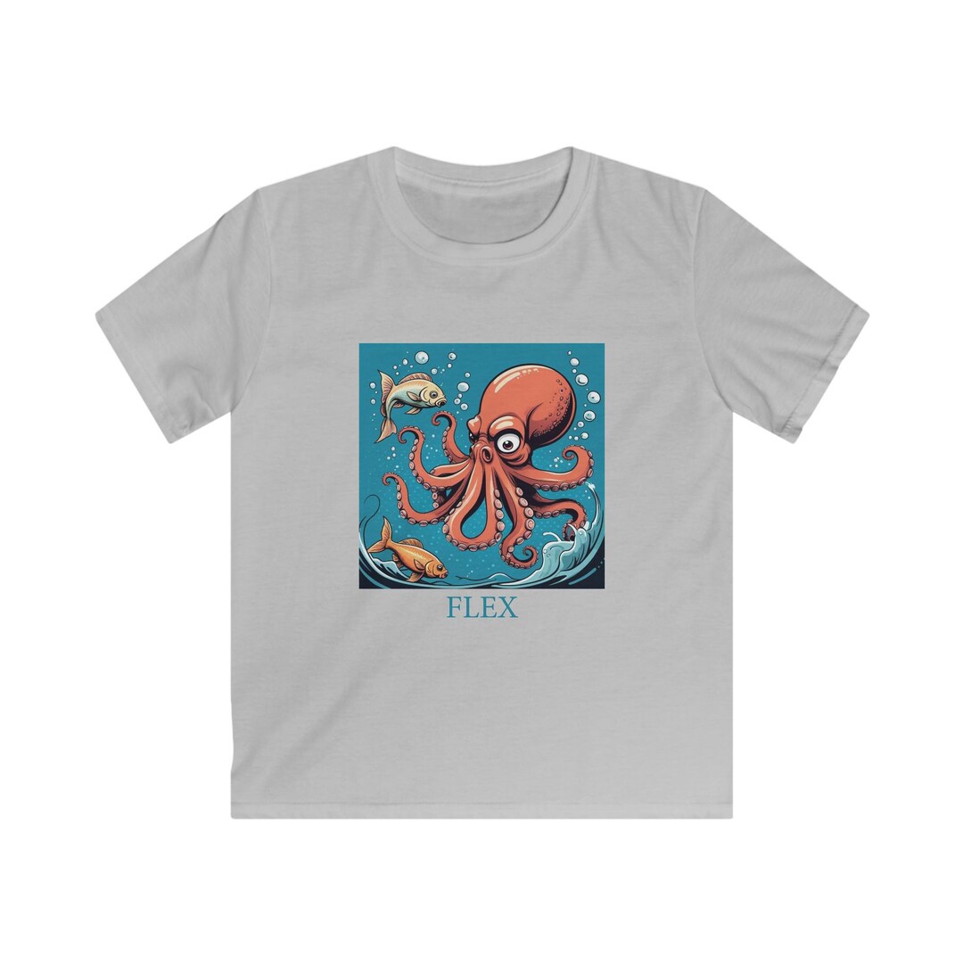 Flex, an Octopus Slapping a Fish, Kids Funny Graphic Tee - Etsy
