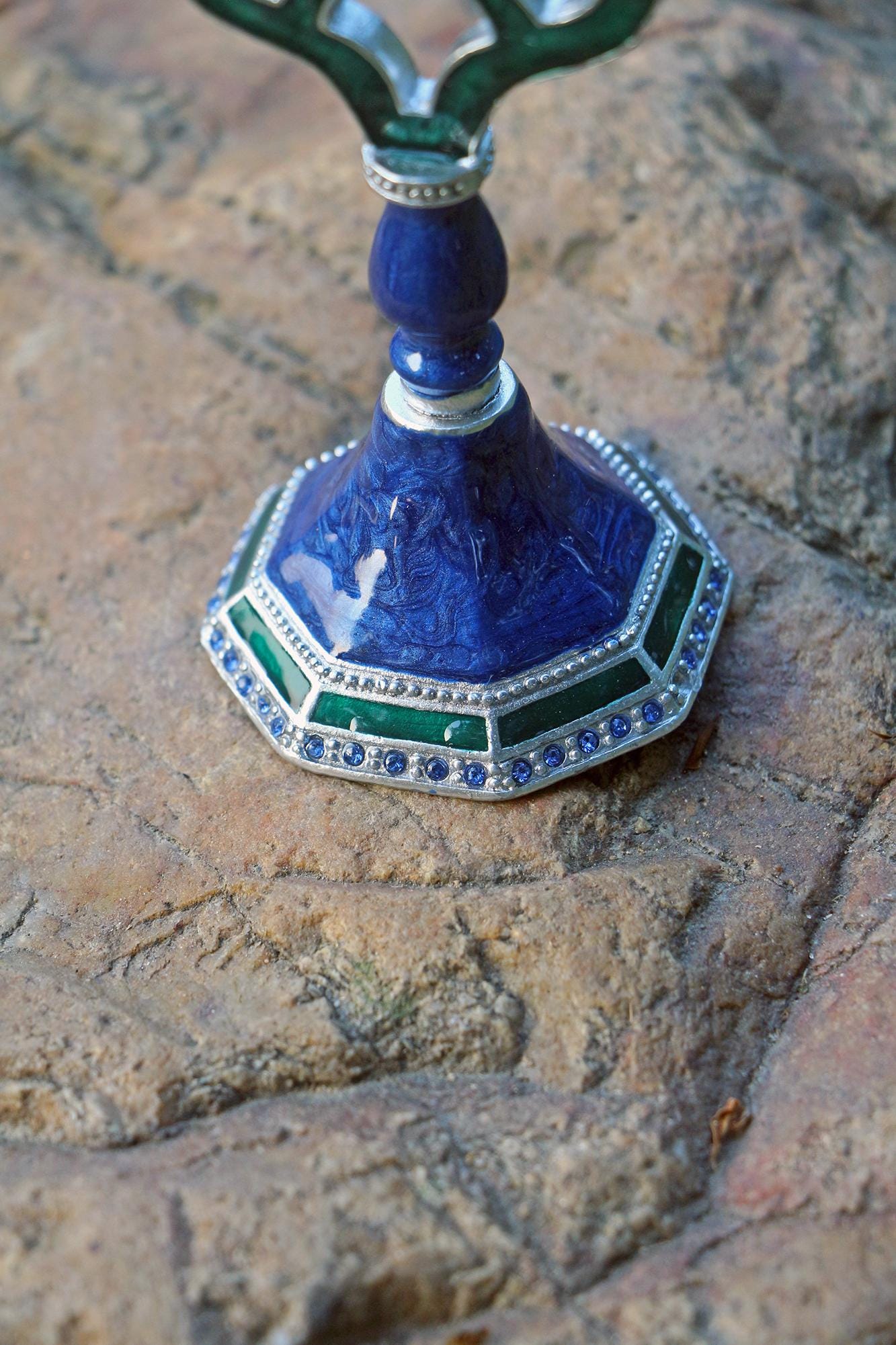 Elegant Green & Blue | Hanukkah Menorah | Judaica Candle Holder - Etsy