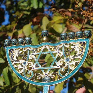 Magen David Menorah | Star of David Hanukkah Candle Holder | 9-branched ...