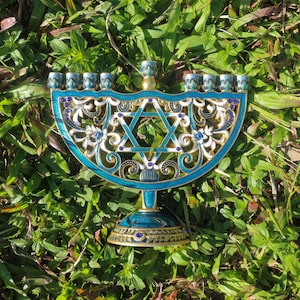 Magen David Menorah | Star of David Hanukkah Candle Holder | 9-branched ...