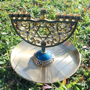 Magen David Menorah | Star of David Hanukkah Candle Holder | 9-branched ...
