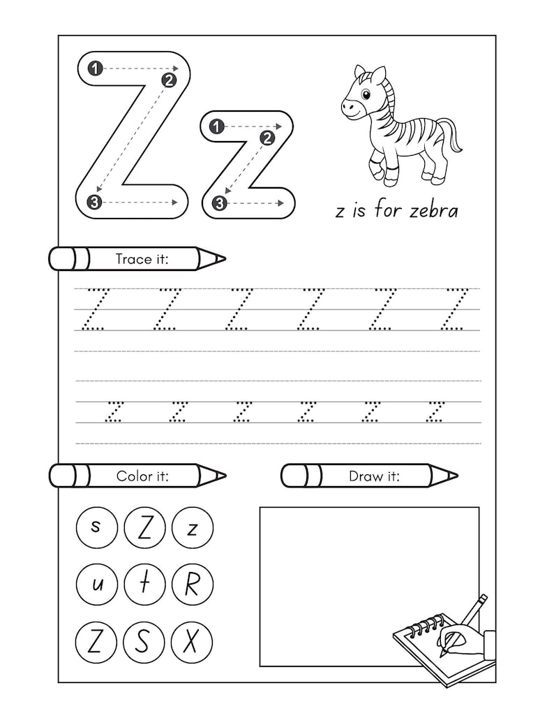 Printable Alphabet Tracing Pages, Digital Worksheets, Child Learning ...