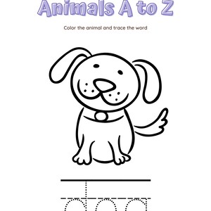 ABC Animals Coloring Page Worksheet - Etsy