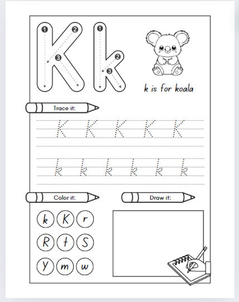 Printable Alphabet Tracing Pages, Digital Worksheets, Child Learning ...