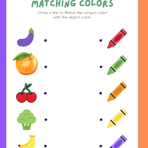 Printable Matching Colors, Digital Worksheets, Child Learning ...