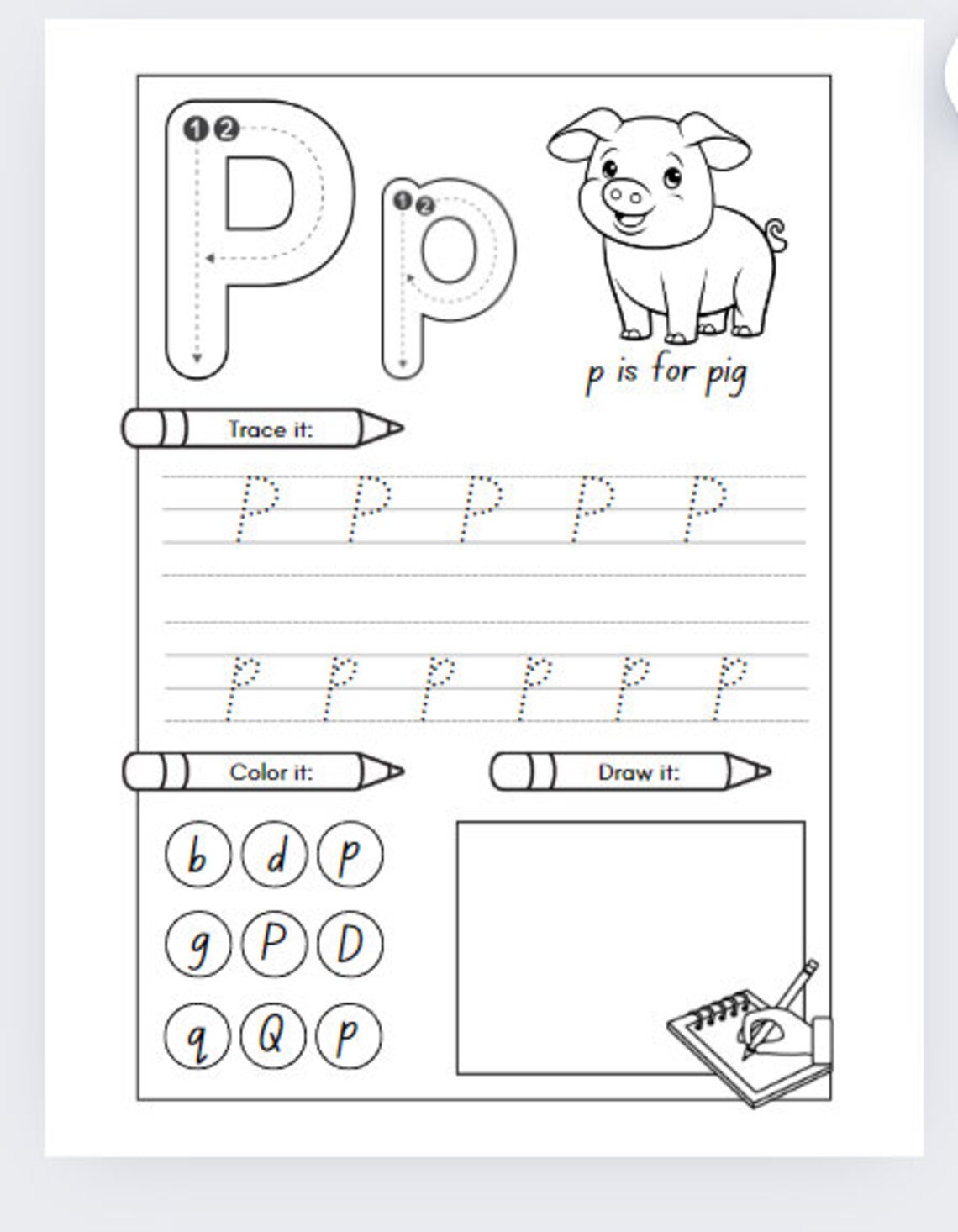 Printable Alphabet Tracing Pages, Digital Worksheets, Child Learning ...
