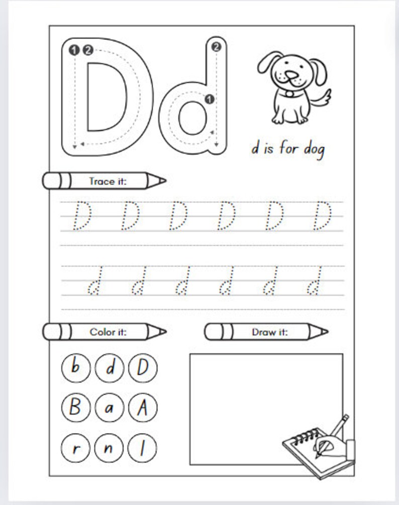 Printable Alphabet Tracing Pages, Digital Worksheets, Child Learning ...