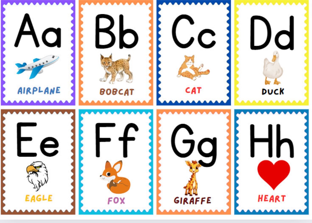 Digital Download Alphabet Animal Flash Cards, Printable English US ...