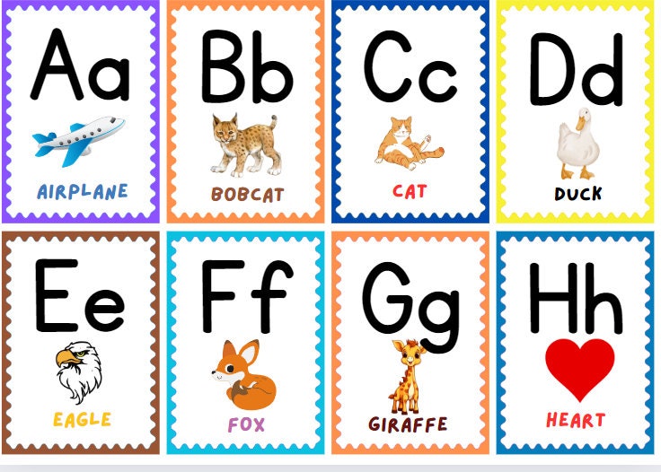 Digital Download Alphabet Animal Flash Cards, Printable English US ...