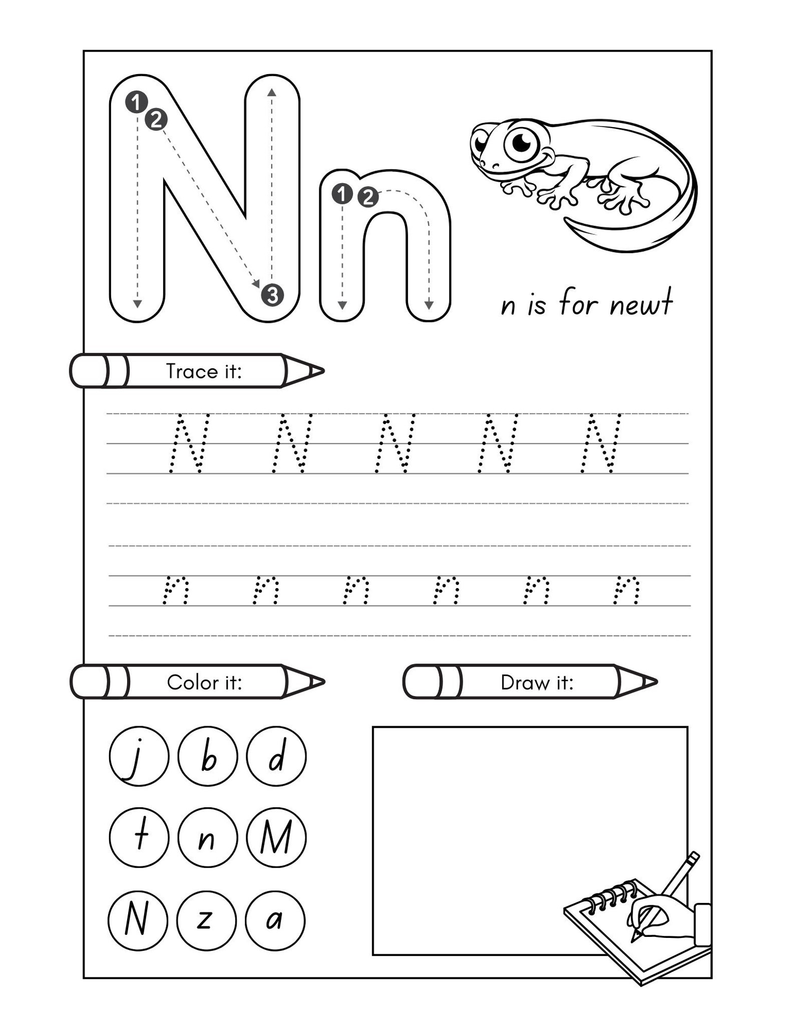Printable Alphabet Tracing Pages, Digital Worksheets, Child Learning ...