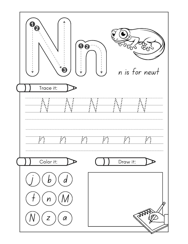 Printable Alphabet Tracing Pages, Digital Worksheets, Child Learning ...