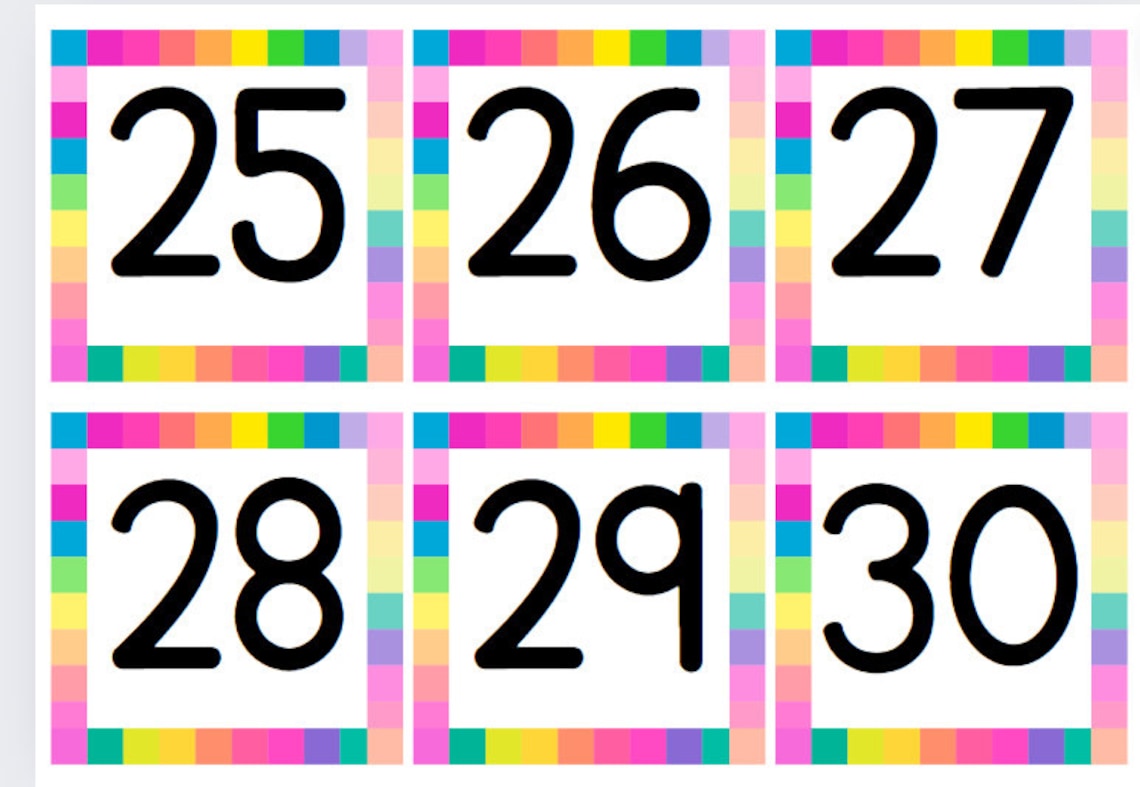 Printable Numbers Flash Cards 1-30, English US Flashcards, Instant ...