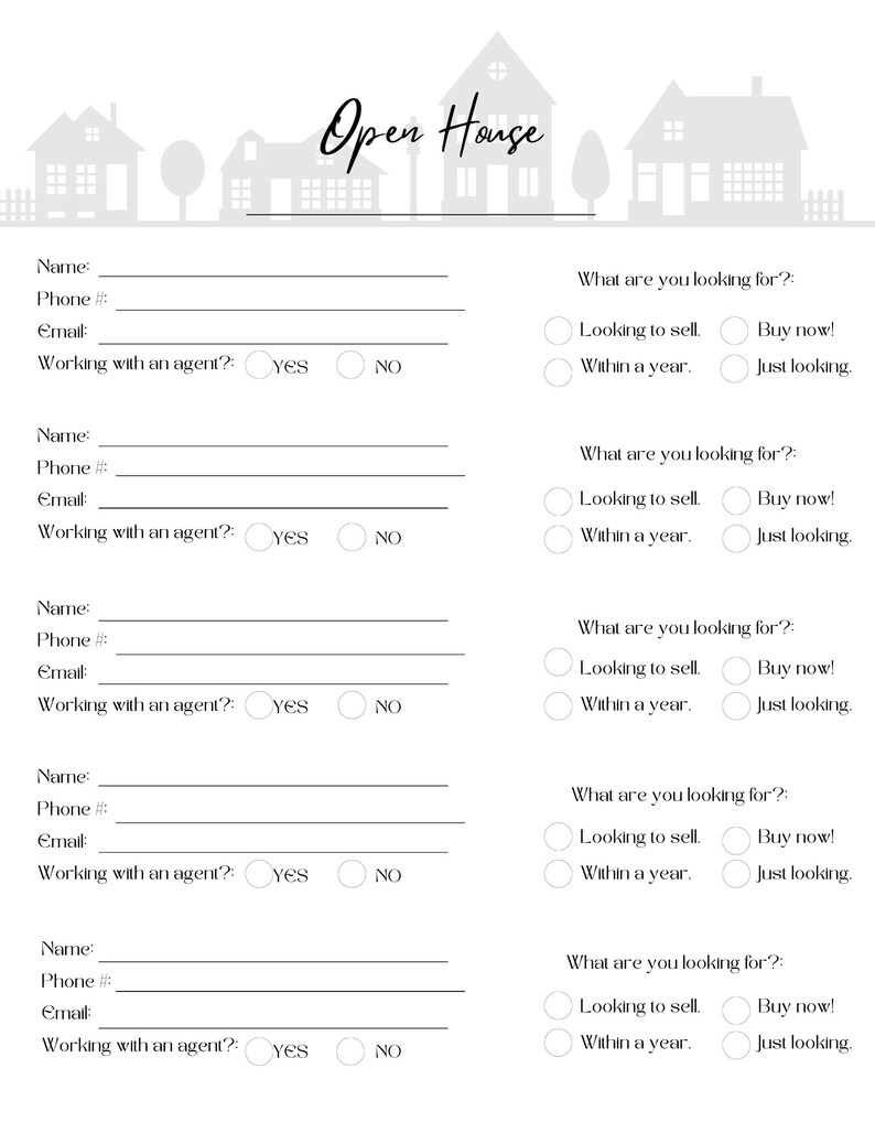 Real Estate Sign in Sheets - Etsy