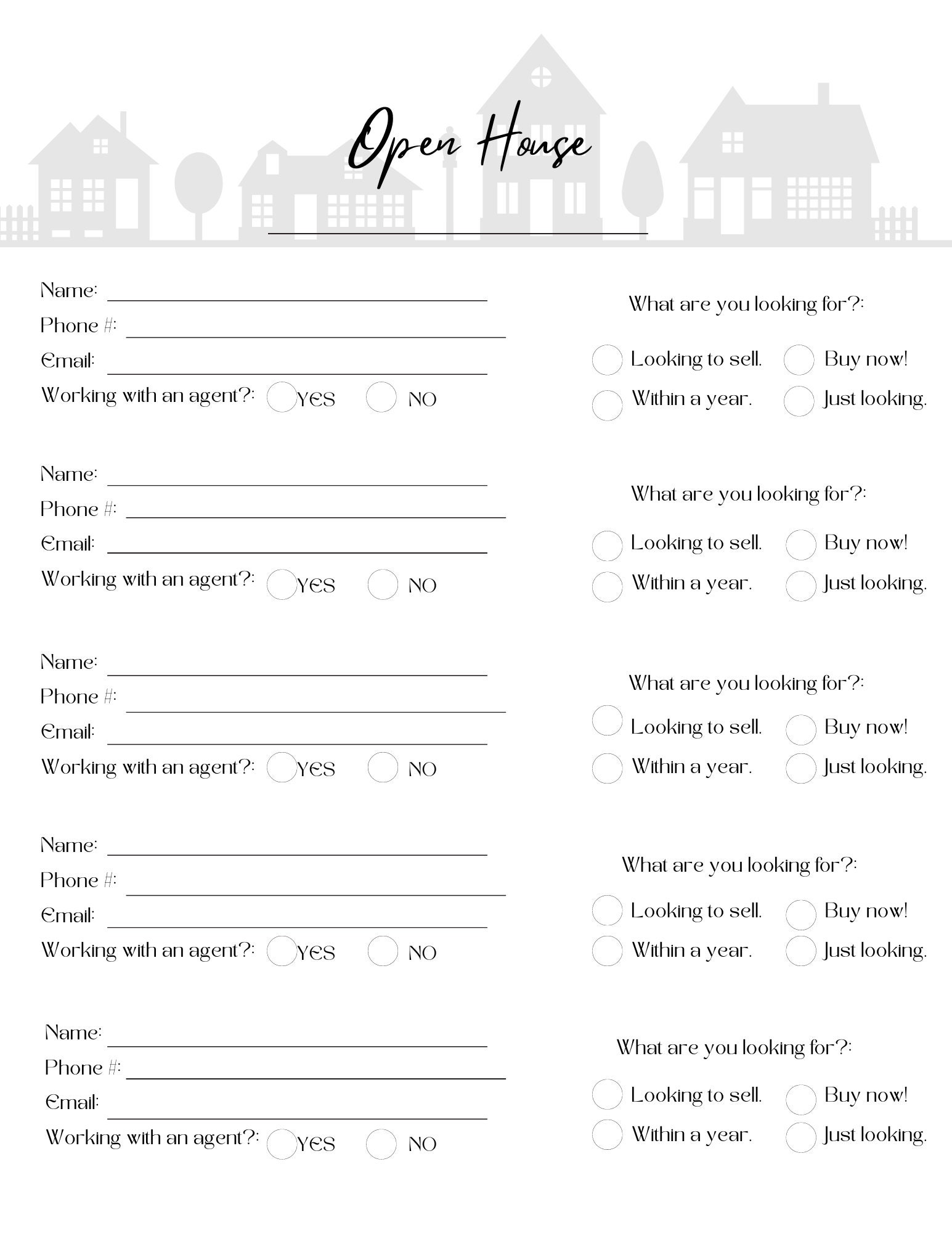 Real Estate Sign in Sheets - Etsy