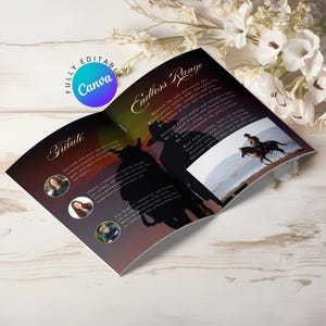 Cowboy Funeral Program Template Editable Memorial Service Program Horse ...