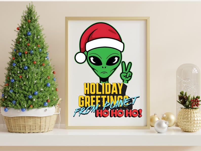 Funny Christmas PNG Quirky Alien PNG Bundle Festive Holiday Designs ...