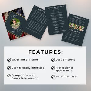Military Funeral Program Canva Template Editable Memorial Keepsake ...