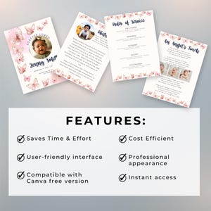 Butterfly Baby Funeral Program Canva Template Editable Child Obituary ...