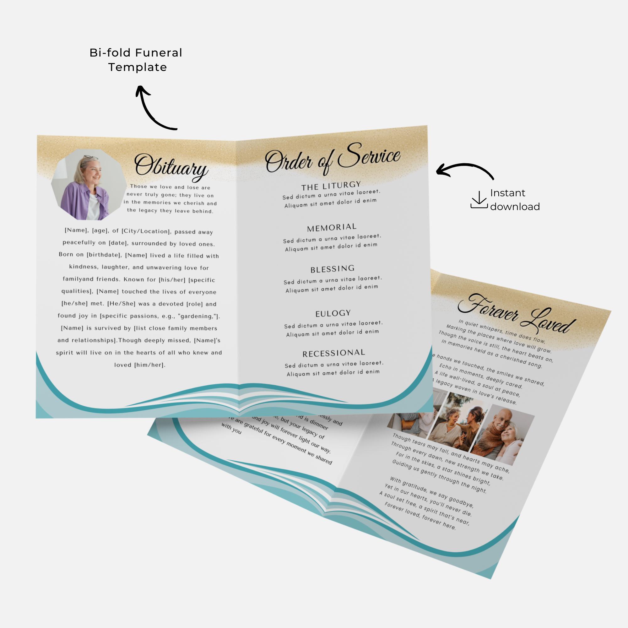 Ocean Funeral Program Template: Blue Celebration of Life Booklet (canva ...