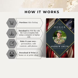 Military Funeral Program Canva Template Editable Memorial Keepsake ...