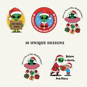 Funny Christmas PNG Quirky Alien PNG Bundle Festive Holiday Designs ...