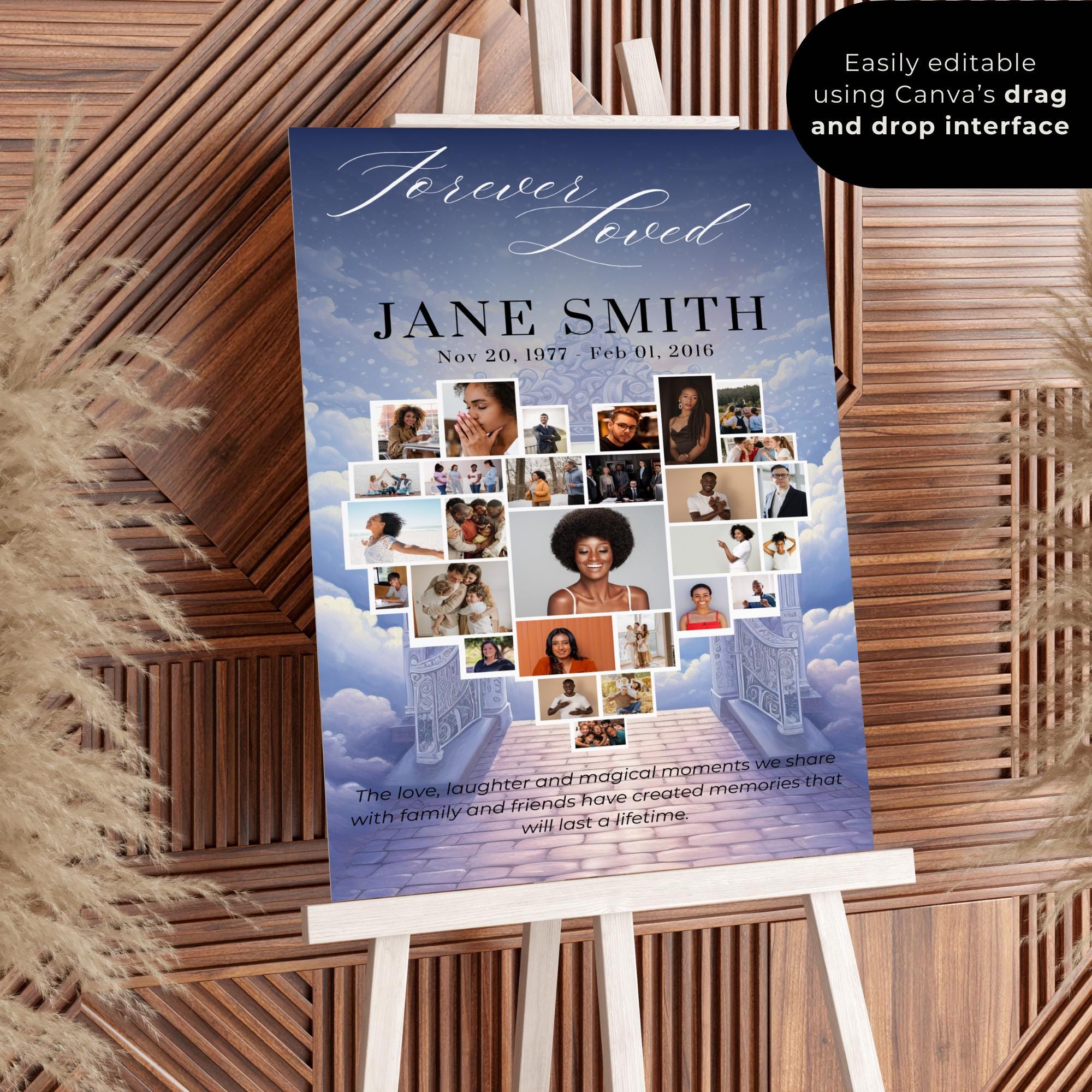 Personalized Funeral Welcome Sign, Memorial Photo Collage (canva ...