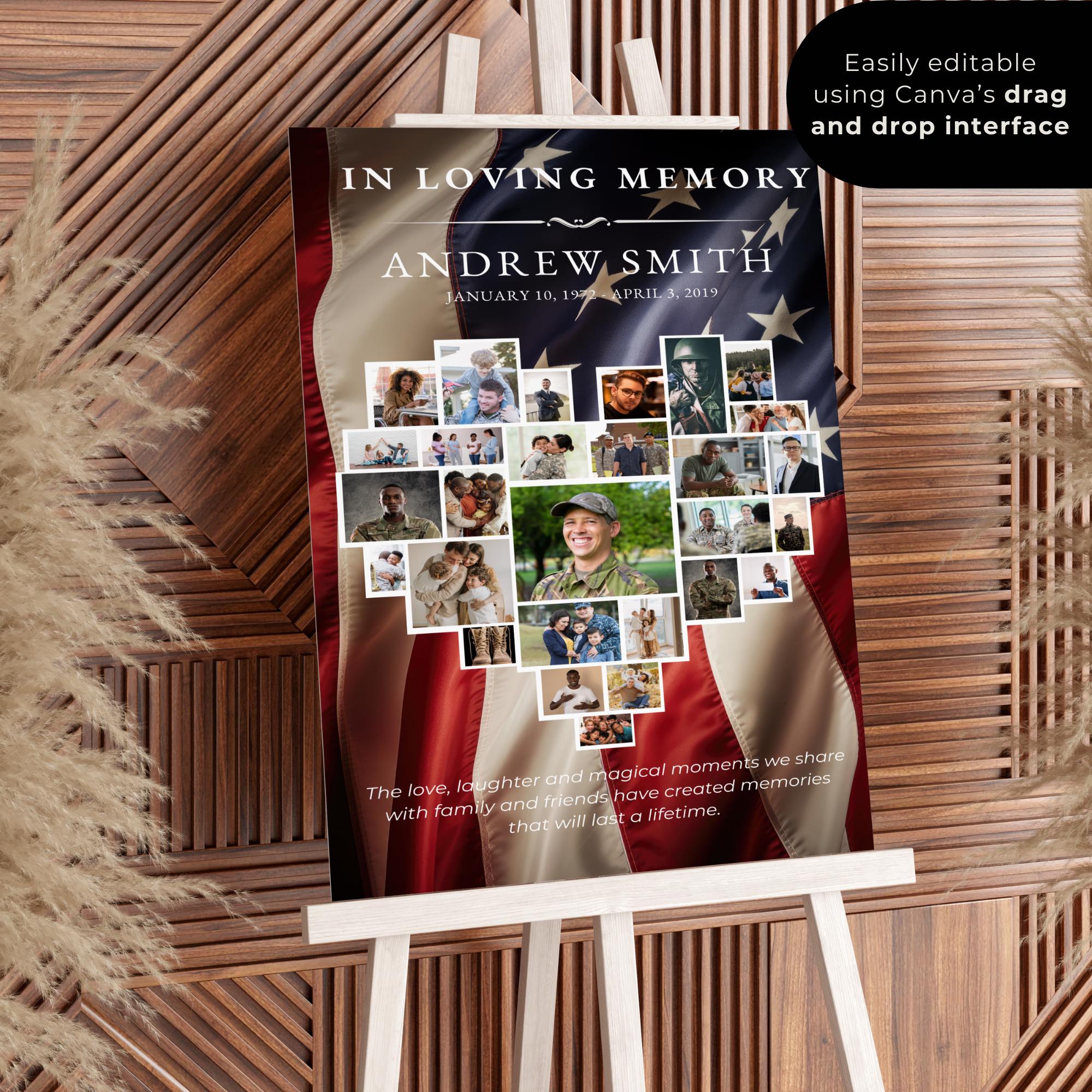 Military Veteran Funeral Welcome Sign Template Set,editable Funeral ...