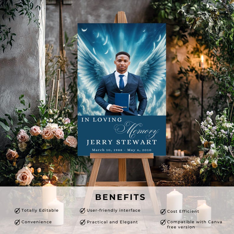Personalized Canva Funeral Memorial Welcome Sign Bundle, Editable ...