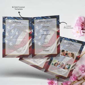 Military Veteran Funeral Program Canva Template Editable Obituary for ...