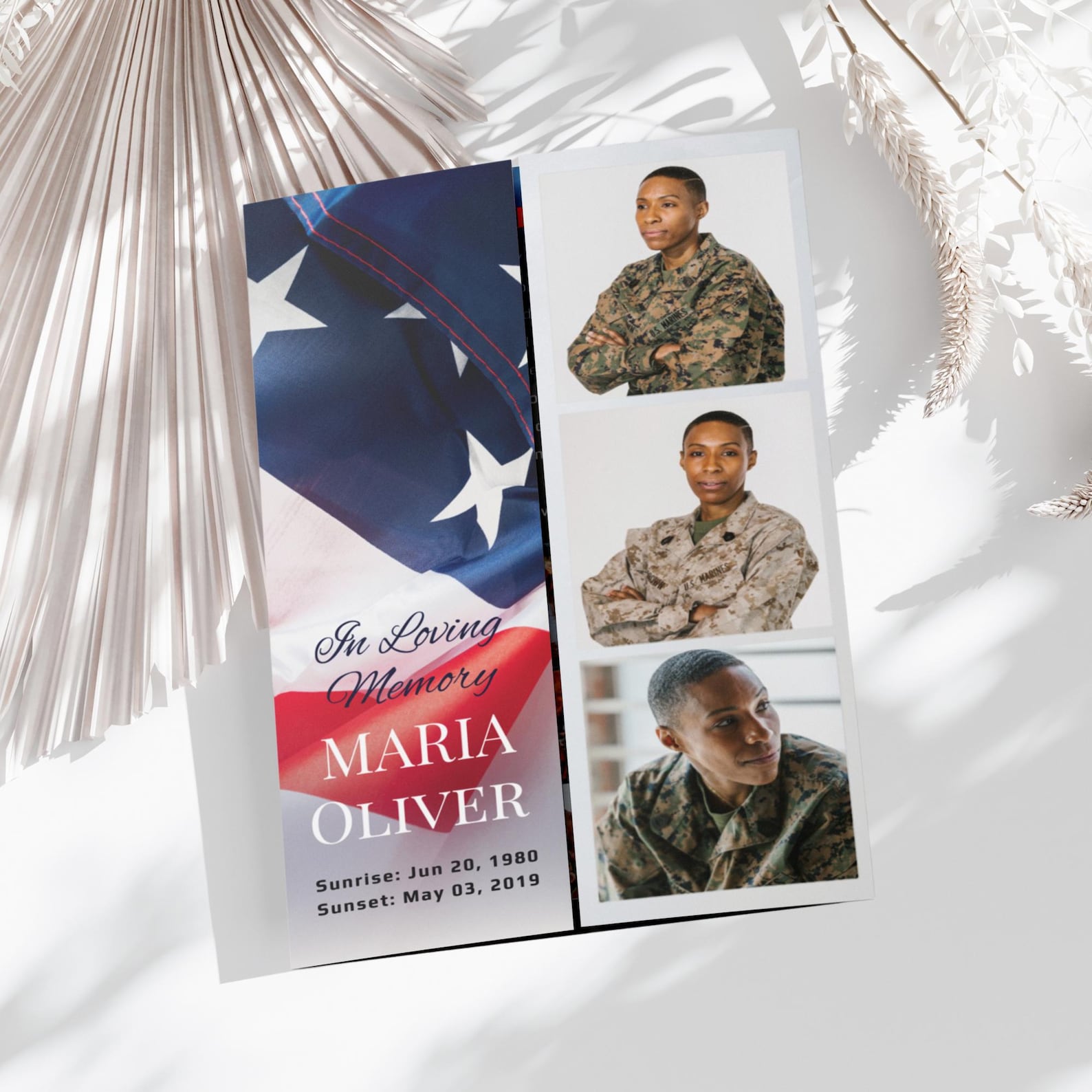 Military Veteran Funeral Program Canva Template Gatefold Patriotic ...
