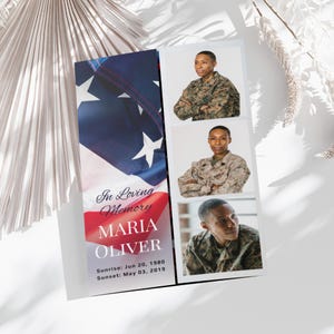 Military Veteran Funeral Program Canva Template Gatefold Patriotic ...