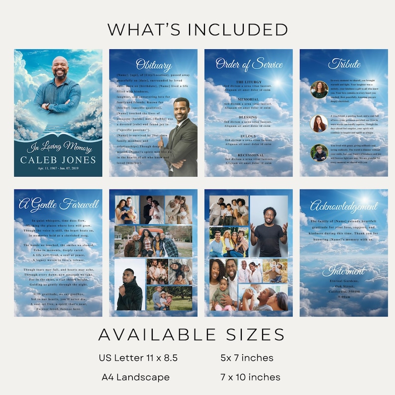 Stairway Funeral Program Template Canva Template Heavenly Memorial ...