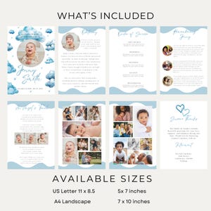 Blue Clouds Funeral Program Canva Template for Baby Boy Editable Child ...