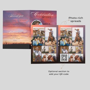 Cowboy Funeral Program Template Editable Memorial Service Program Horse ...