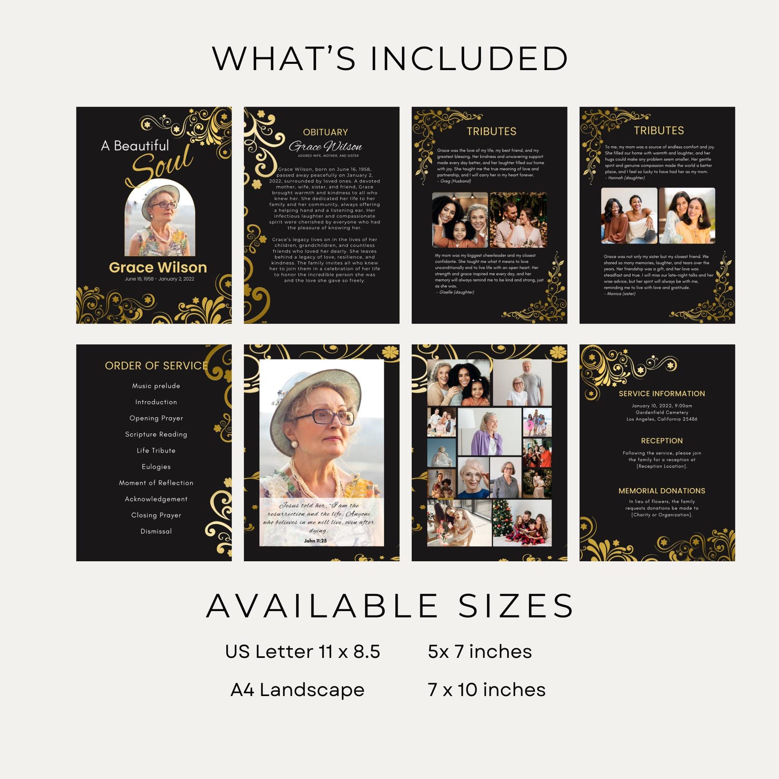 Catholic Funeral Program Template: Editable Memorial Service Brochure ...