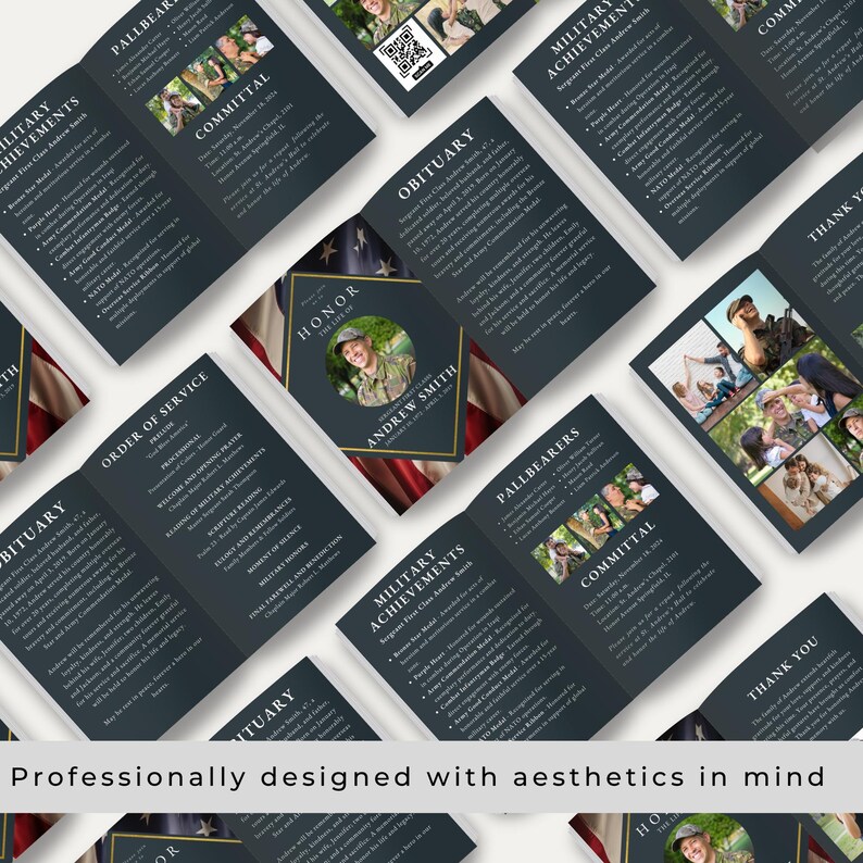 Military Funeral Program Canva Template Editable Memorial Keepsake ...