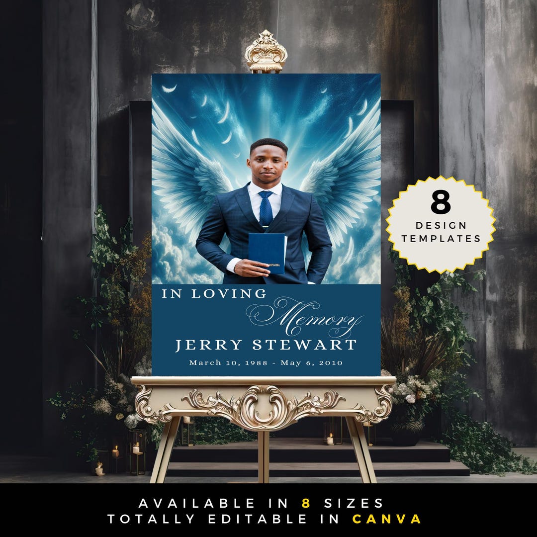 Personalized Canva Funeral Memorial Welcome Sign Bundle, Editable ...