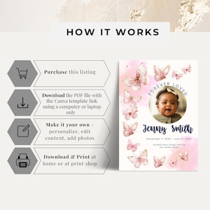 Butterfly Baby Funeral Program, Infant Loss Memorial (canva Template ...
