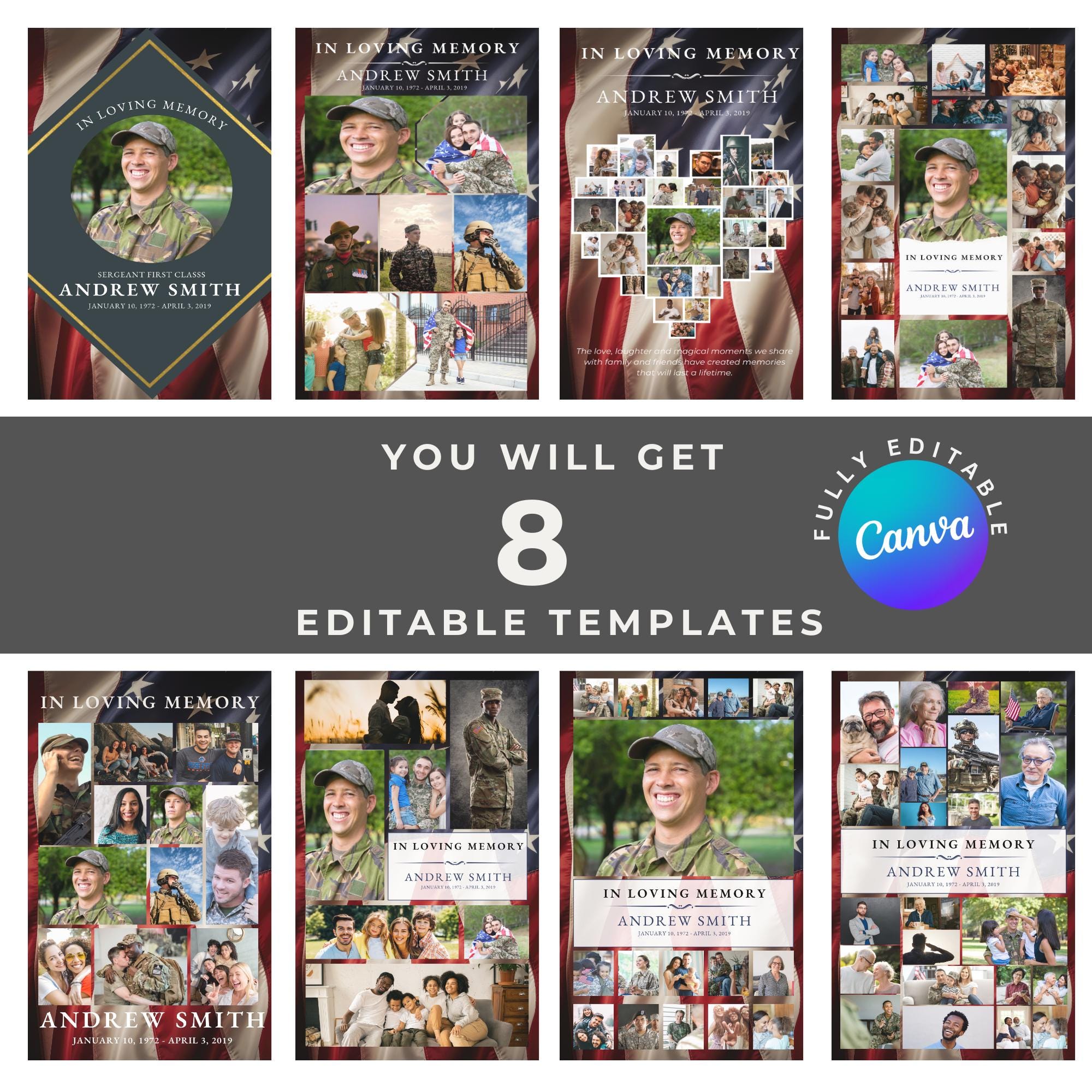 Military Veteran Funeral Welcome Sign Template Set,editable Funeral ...