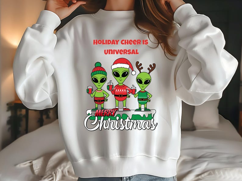 Funny Christmas PNG Quirky Alien PNG Bundle Festive Holiday Designs ...