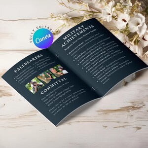 Military Funeral Program Canva Template Editable Memorial Keepsake ...