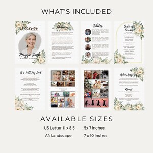 Funeral Program Editable Template Peonies for Womans Memorial Service ...