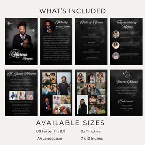 Elegant Funeral Program Canva Template Black Clouds Memorial Service ...
